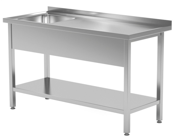 Stół Nierdzewny Gastronomiczny z Półką + Zlew 150x60x85 212156 ...